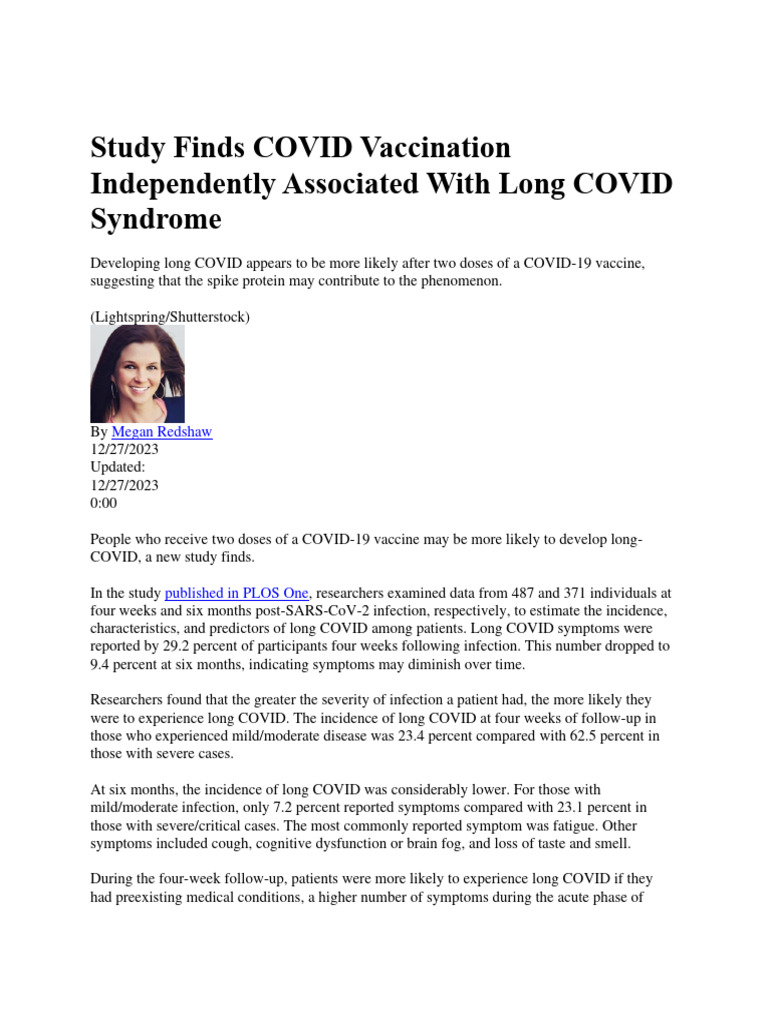 Study Finds COVID Vaccination Independently Associated With Long COVID ...