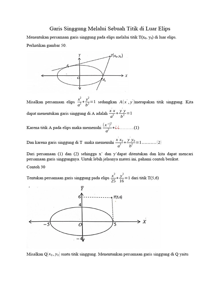 Garis Singgung Melalui Sebuah Titik Di Luar Elips | PDF