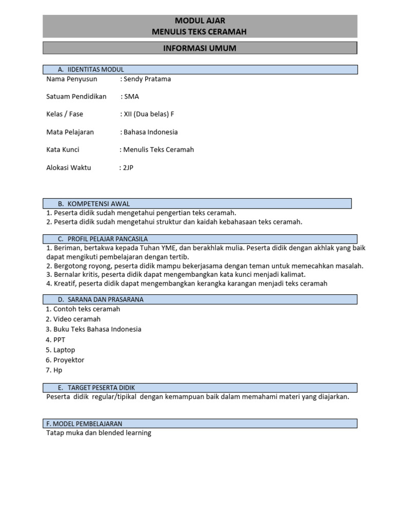 Modul Ajar Sendy Pratama Removed | PDF