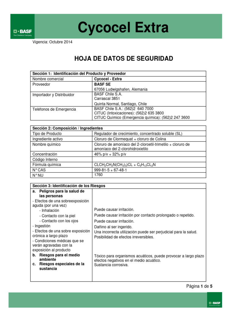 Hs Cycocel Extra | PDF | Agua | Dióxido de carbono