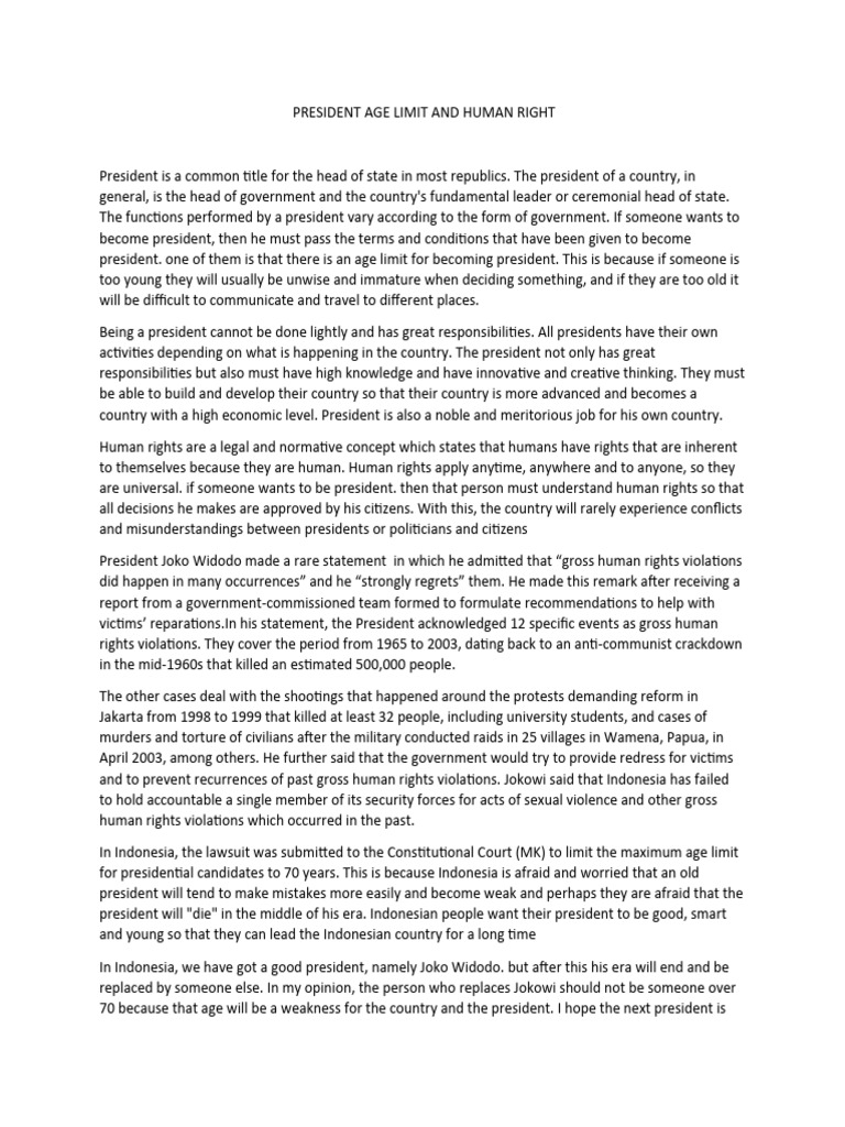 PRESIDENT AGE LIMIT AND HUMAN RIGHT by Jonathan Gerrard | PDF | Indonesia | Justice