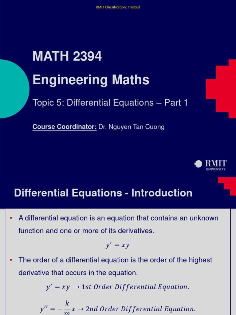 Lecture5 1 First Order De Pdf Equations Differential Equations