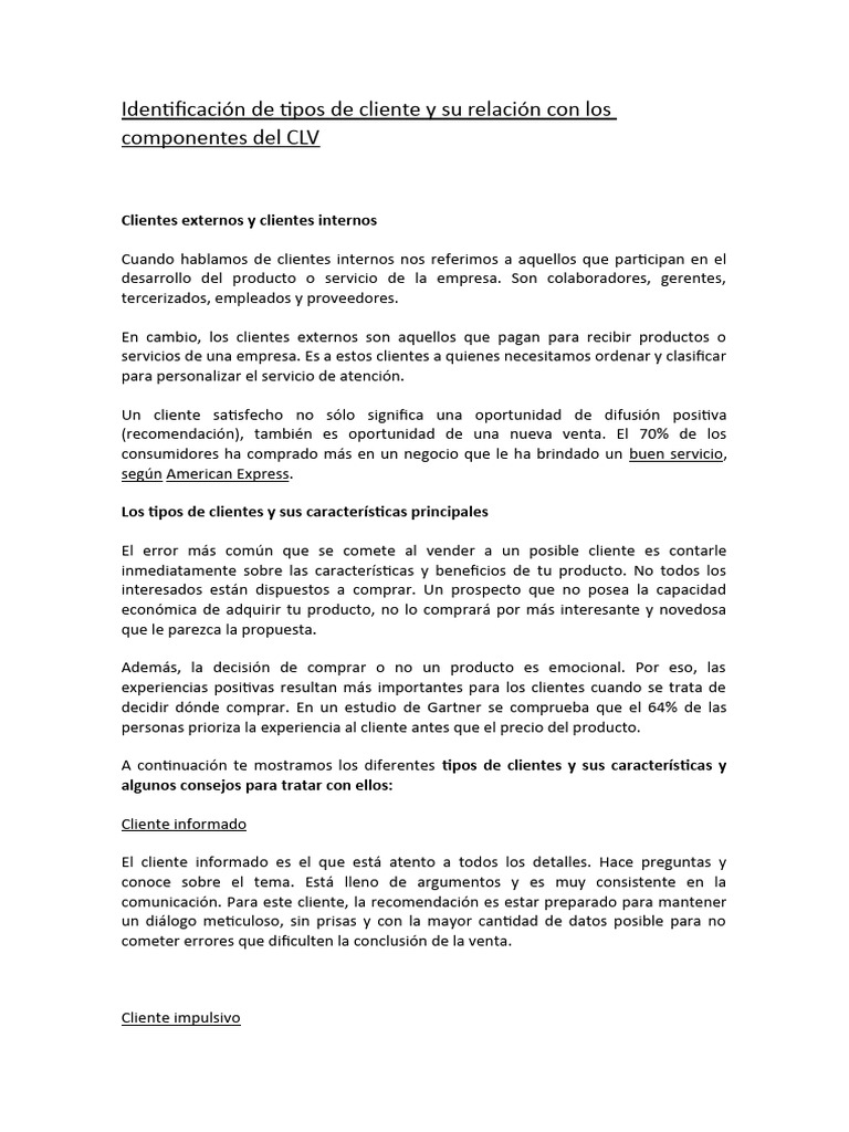 Identificación de tipos de cliente y su relación con los componentes ...