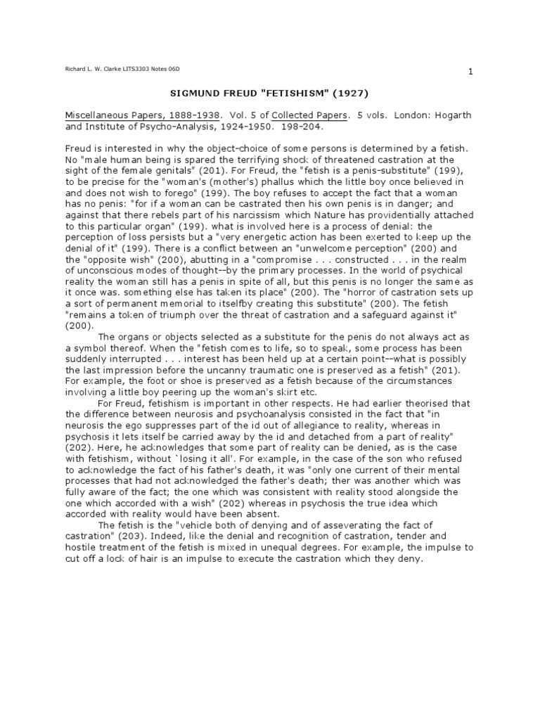 Freud Fetishism | PDF | Denial | Id