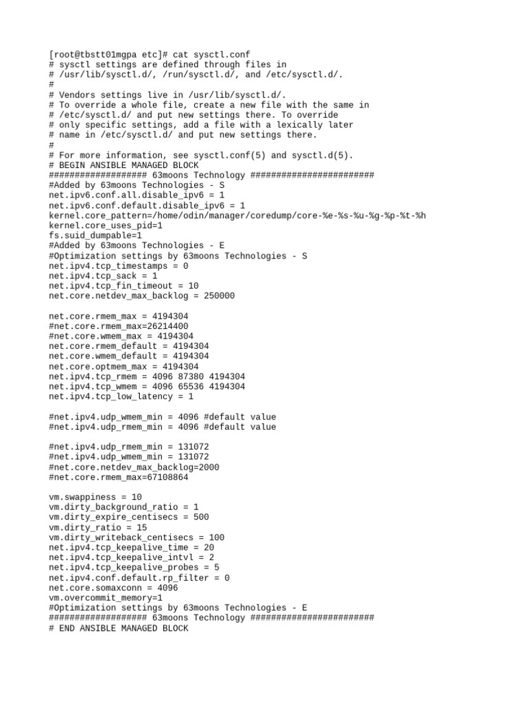 Sysctl - Conf For Best Configration | PDF | Computers