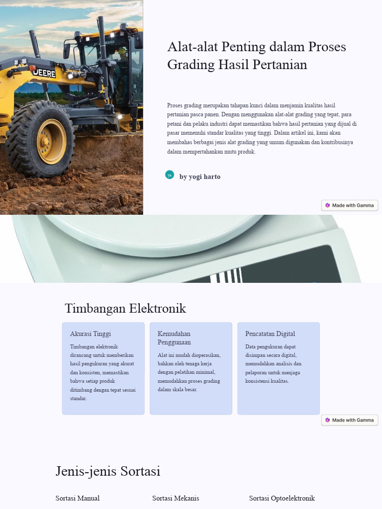 Alat Alat Penting Dalam Proses Grading Hasil Pertanian | PDF