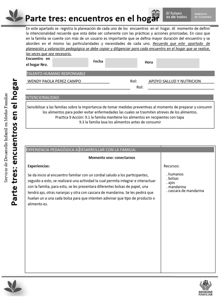 ENCUENTRO EN EL HOGAR - Practica 9 Acción 9.1 | PDF | Alimentos
