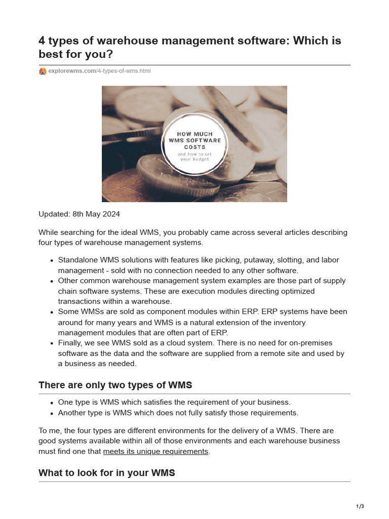 WMS-4 Types of Warehouse Management Software Which Is Best For You | Download Free PDF ...