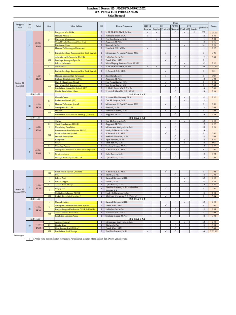 Jadwal Uas Ganjil Eks 2022 | PDF