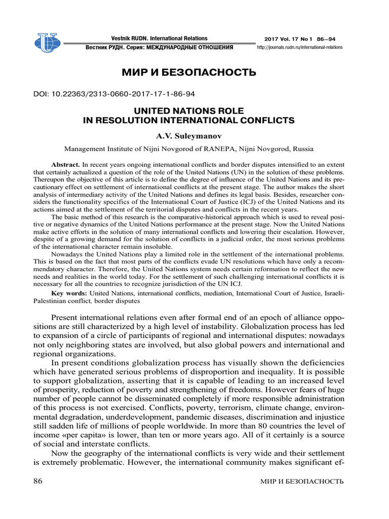 United Nations Role in Resolution International Co | PDF | United ...