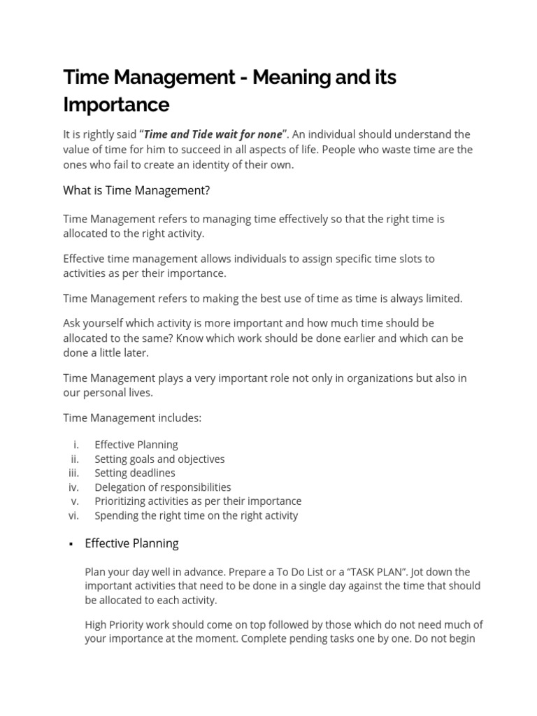 Time Management English | PDF | Time Management | Professional Skills