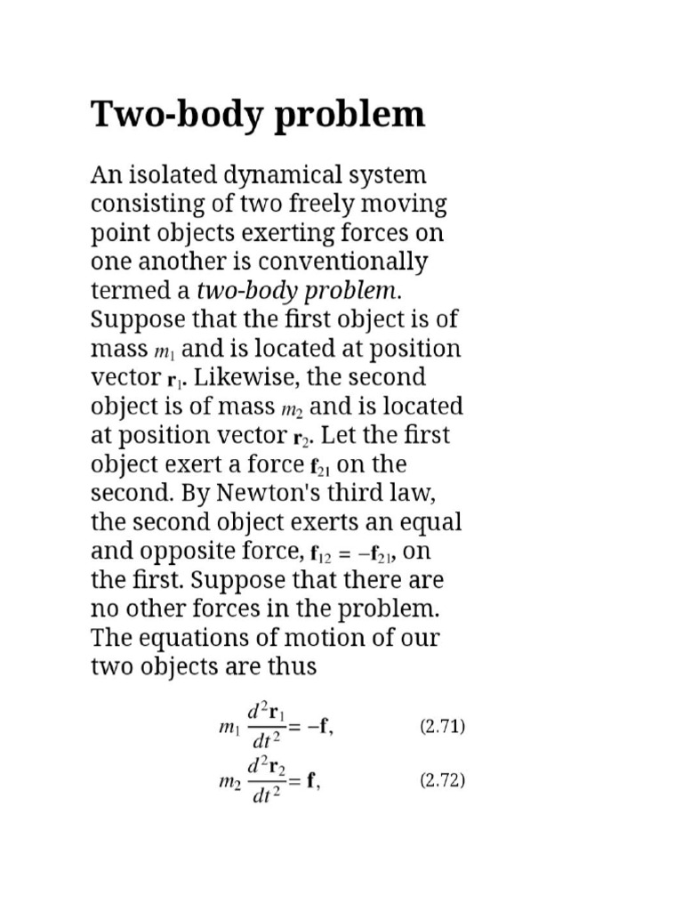 Thermo Two Body Problem | PDF