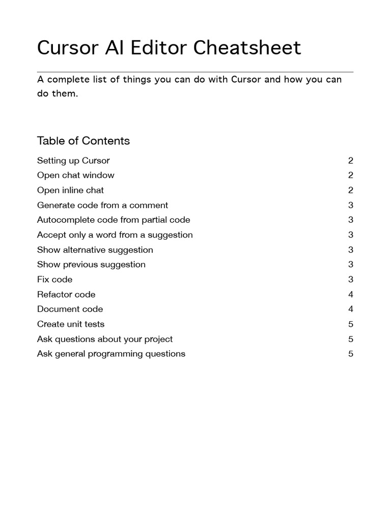 3 +Cursor+IDE+Cheatsheet | PDF | System Software | Software Engineering