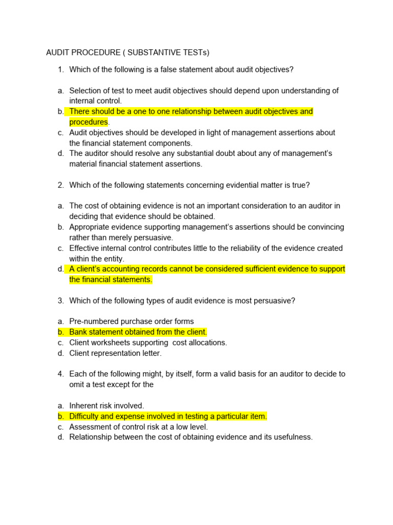 My Cont Audit Evidence and Substantive Procedures | PDF | Audit ...