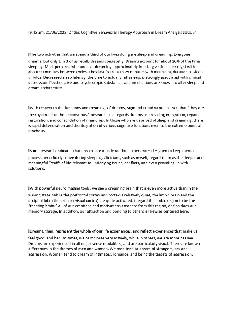 Dreams Pdf Dream Sleep