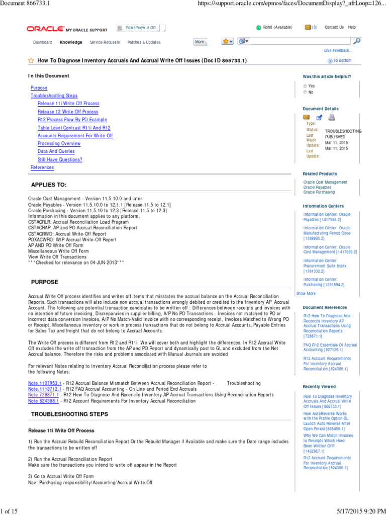Accrual Write Off | Download Free PDF | Receipt | Accounts Payable