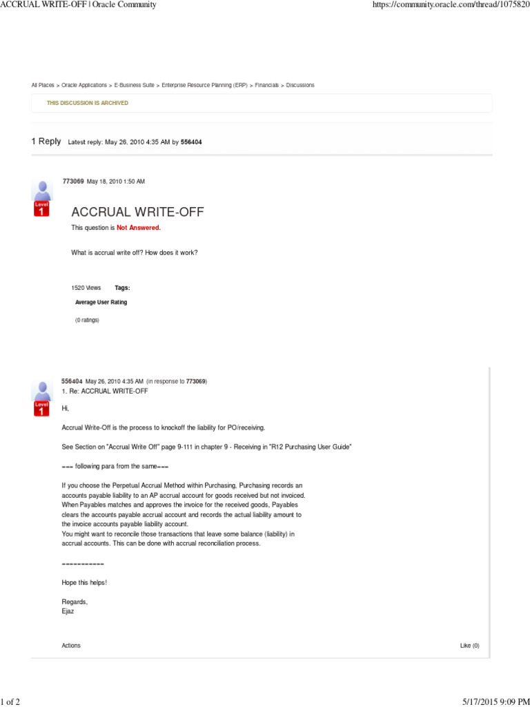 Understanding Accrual Write-Off Process | PDF | Accounts Payable