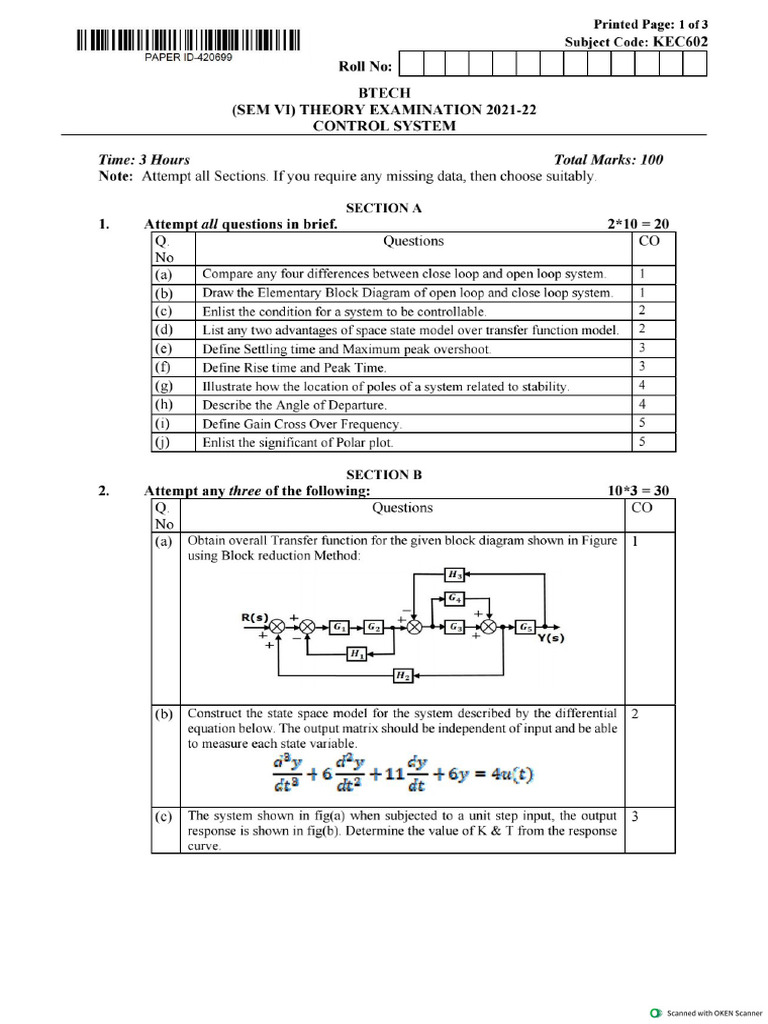 DR Apj University Control System Paper | PDF