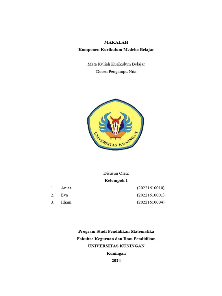 Komponen Kurikulum Merdeka Belajar | PDF