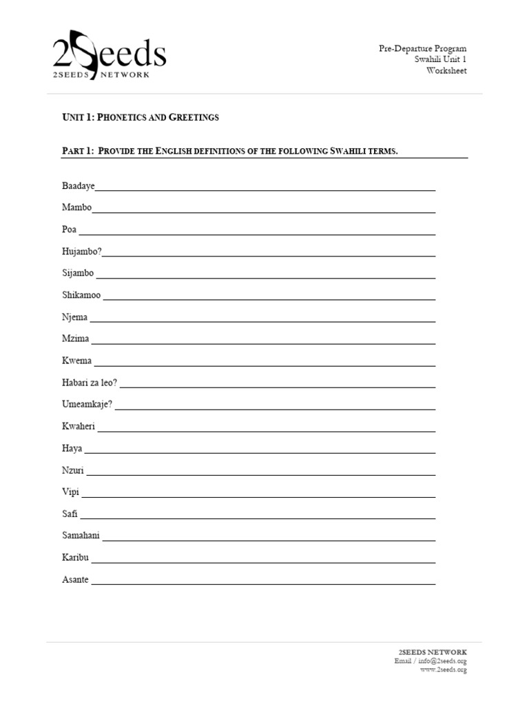 Swahili Basics: Phonetics & Greetings | PDF | Languages Of Africa | Bantu