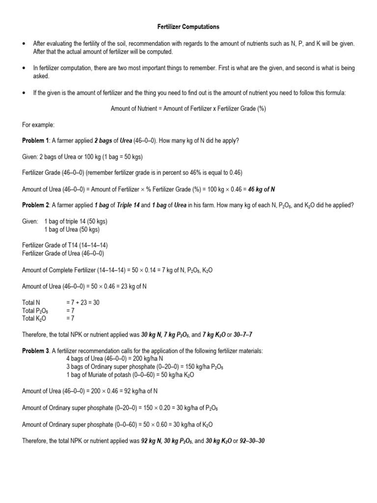 Fertilizer Computations Pdf Fertilizer Horticulture