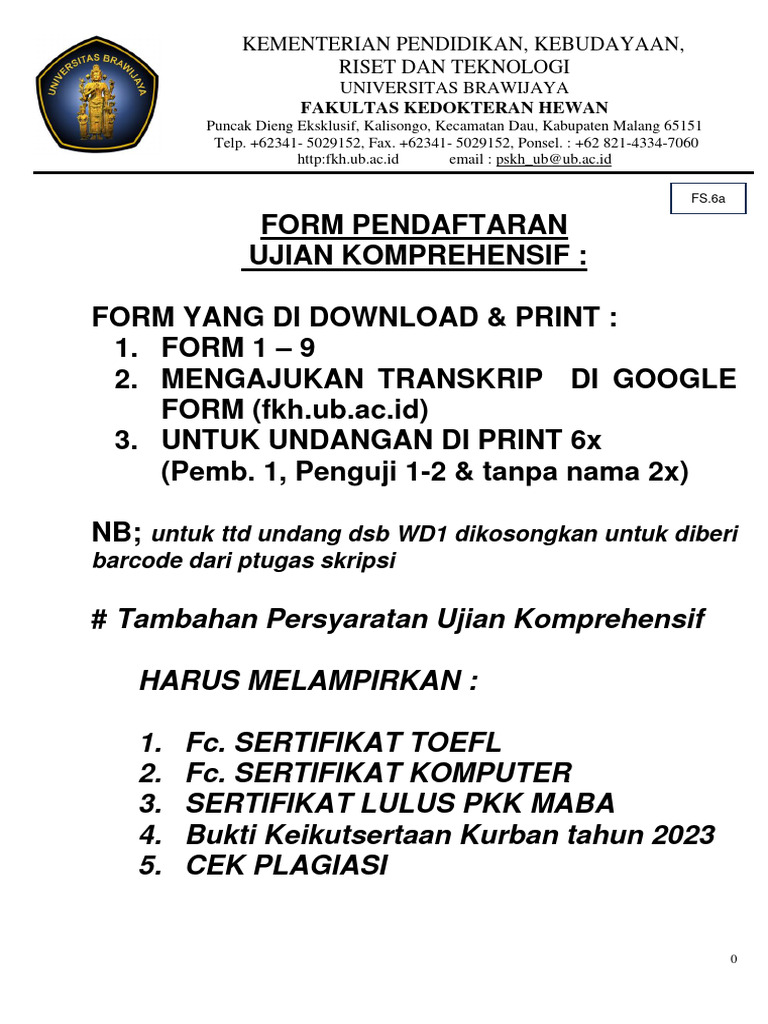 FS.6a. Formulir Untuk Pelaksanaan Ujian KOMPRE 1 PEMBIMBING | PDF | Pengembangan Diri ...