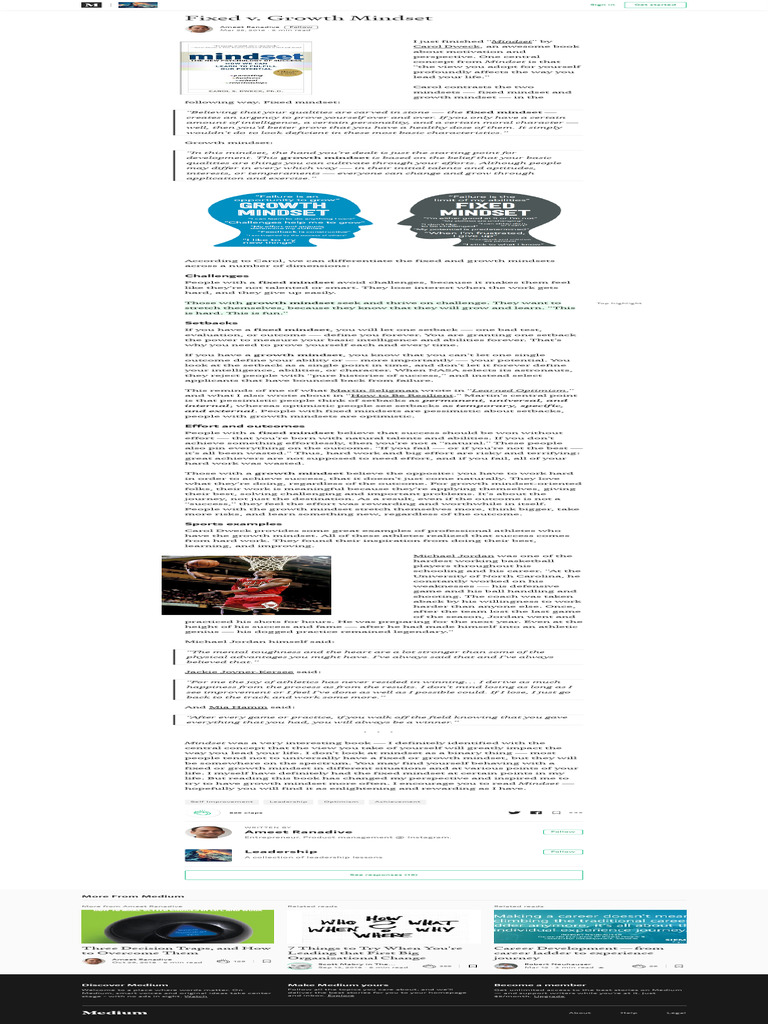 Fixed v. Growth Mindset | PDF | Mindset | Psychological Concepts