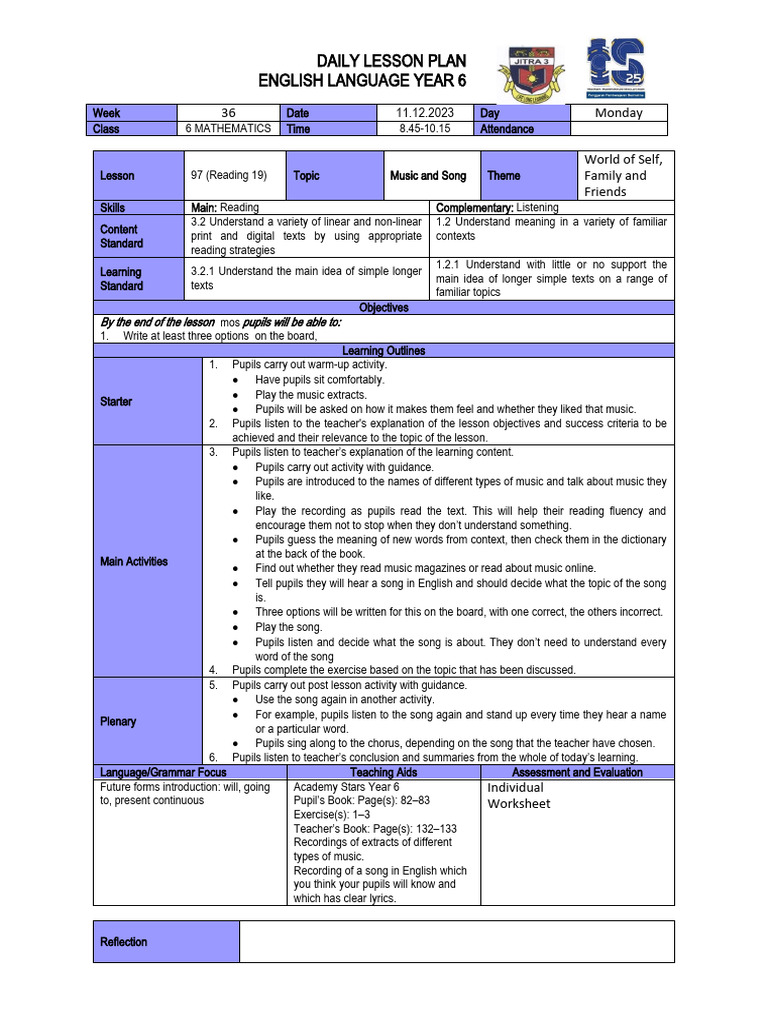 Music and Song (Lesson 96 - 112) | PDF | Lesson Plan | Teachers