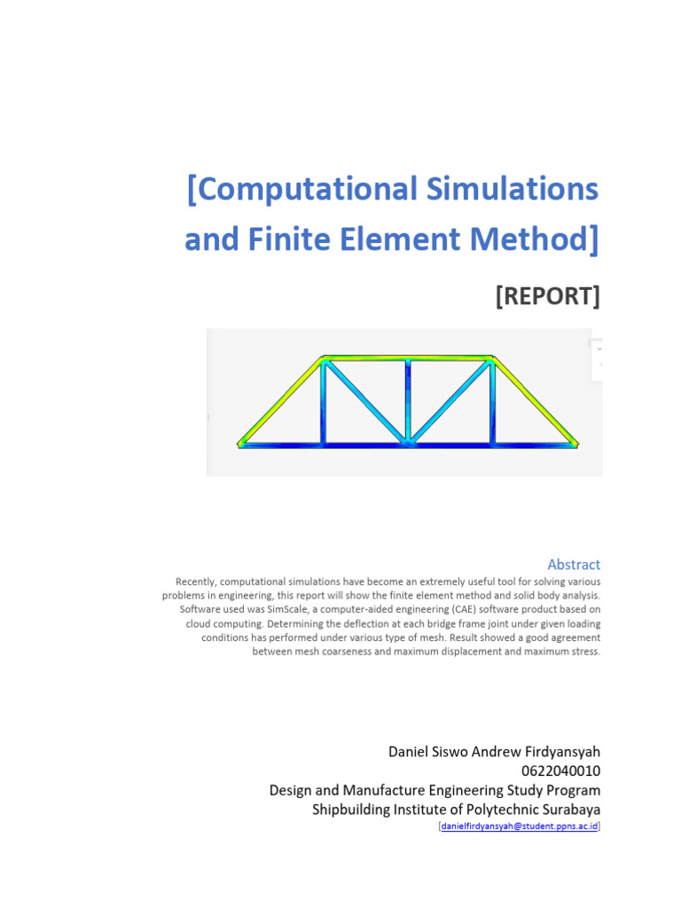 Daniel Siswo Andrew - 0622040010 - Simscale Assignment Report 4 | PDF | Finite Element Method ...