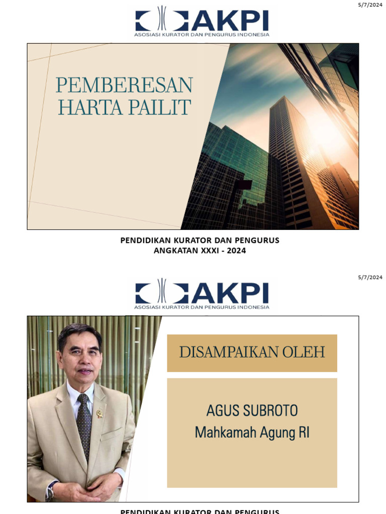 Agus Subroto - Pemberesan Harta Pailit - 2 | PDF