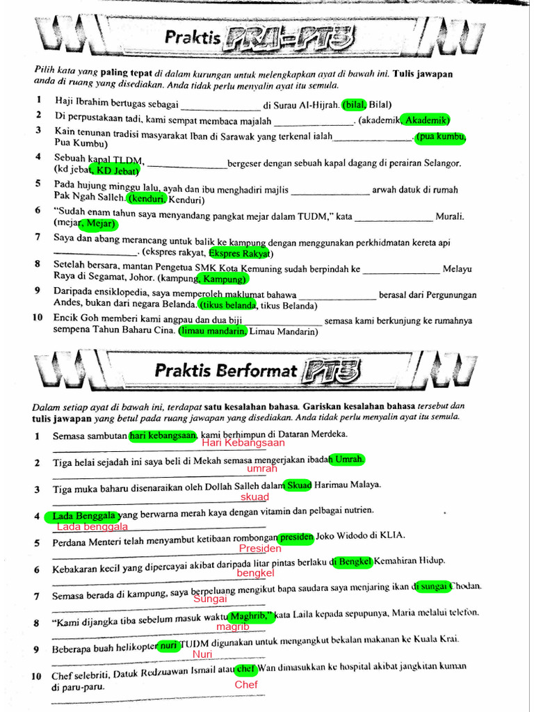 BM FORM 1 NOV MINGGU 1 DAN MINGGU 2 Skema | PDF