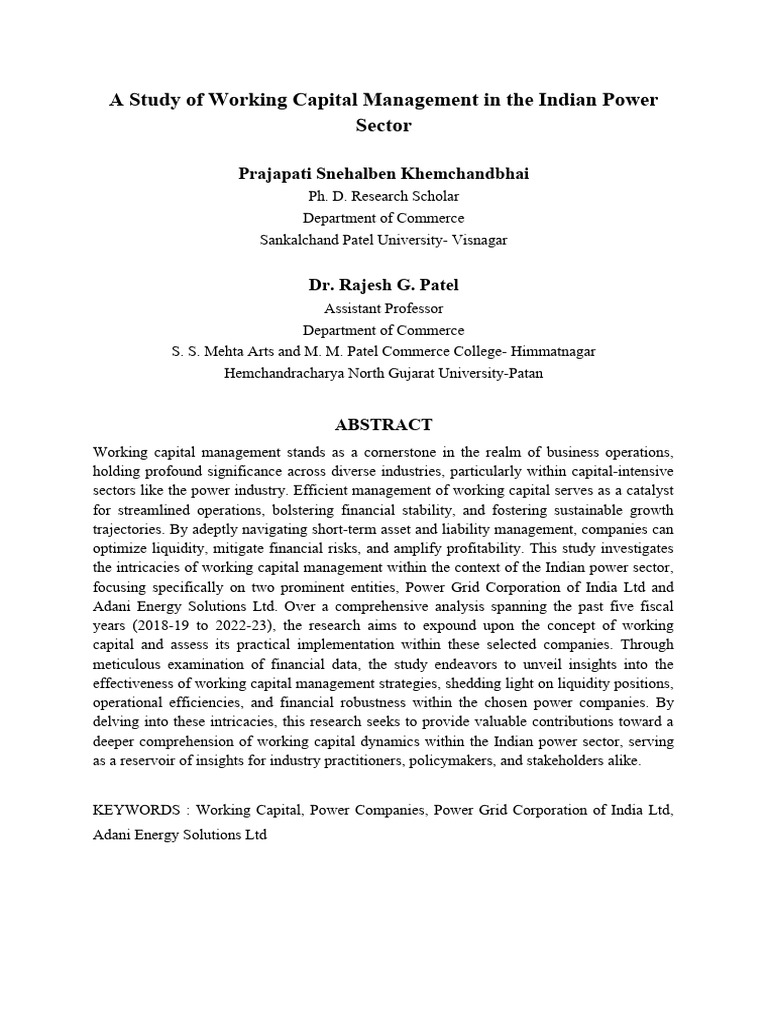 Research Paper-3 - Power Working Capital | PDF | Working Capital ...