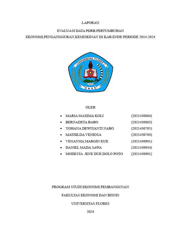 Laporan Data PDRB Kab. Ende | PDF