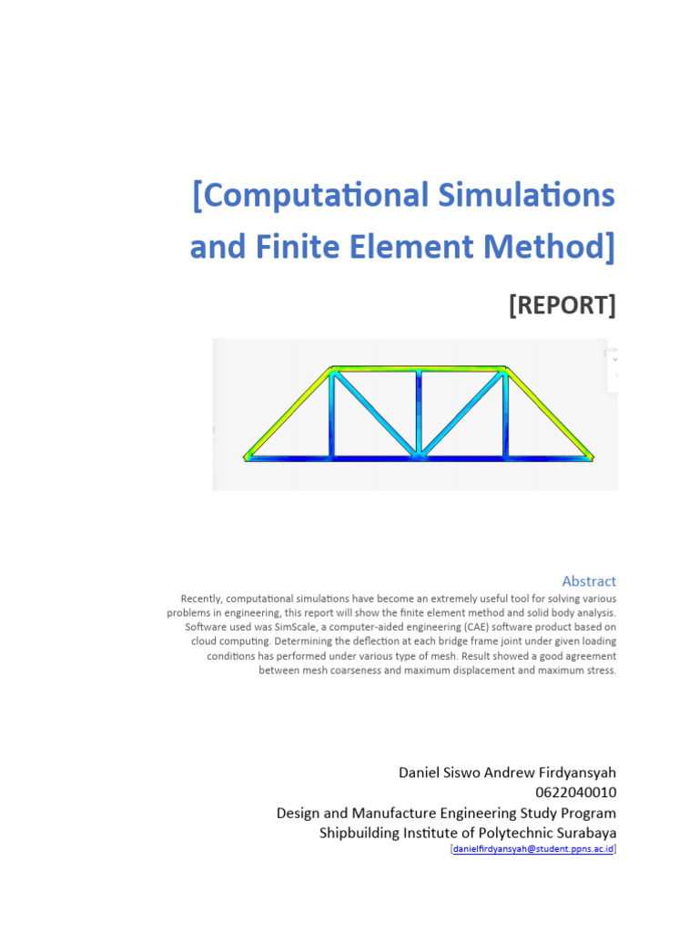 Daniel Siswo Andrew - 0622040010 - Simscale Assignment Report 4 | PDF | Finite Element Method ...