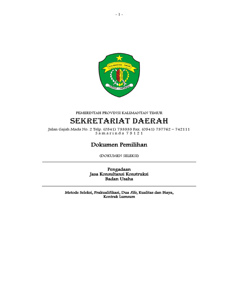 Dok Seleksi ANDALALIN Pemb. Kantor Dinas Perkebunan | PDF | Pengelolaan Keuangan & Uang ...