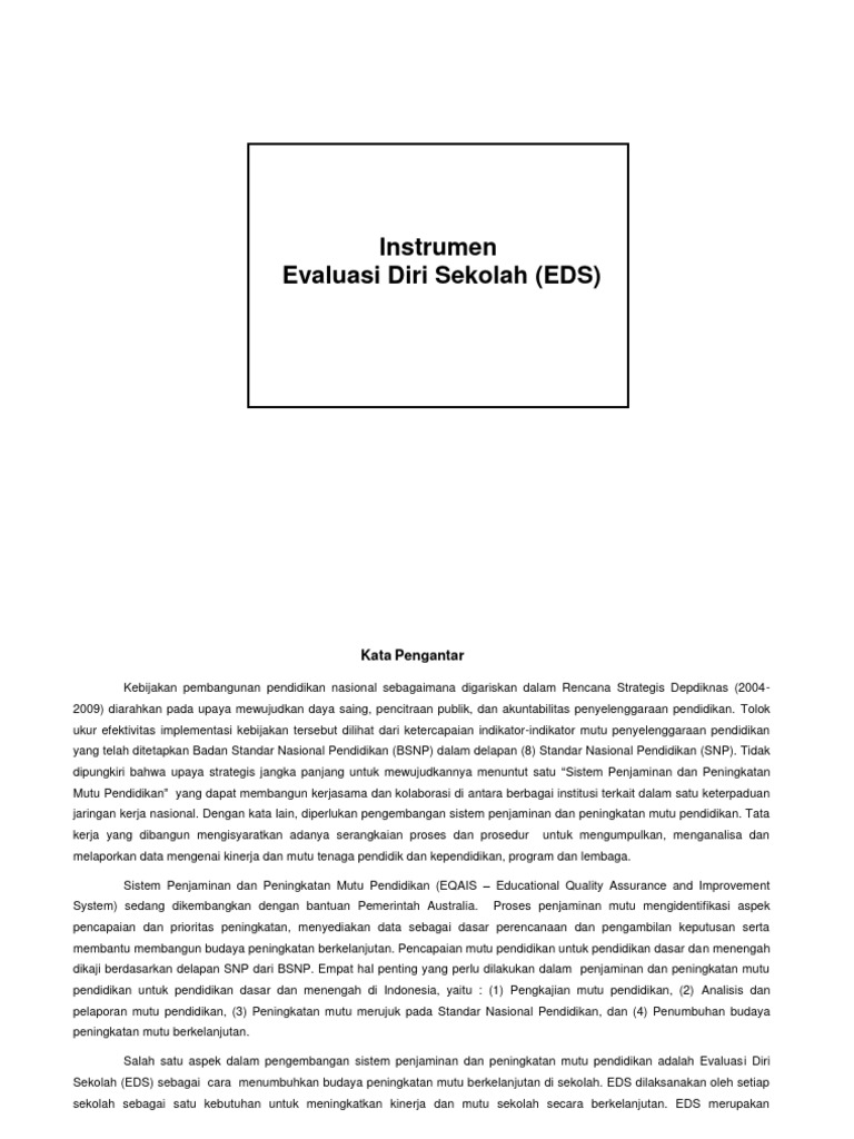 Evaluasi Diri Sekolah: Panduan EDS | PDF