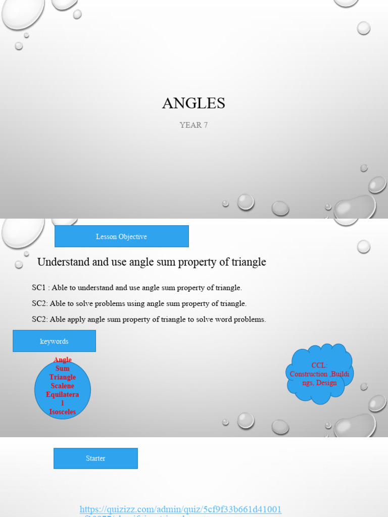 Angle Sum Property of Triangles Explained | PDF | Triangle | Mathematics