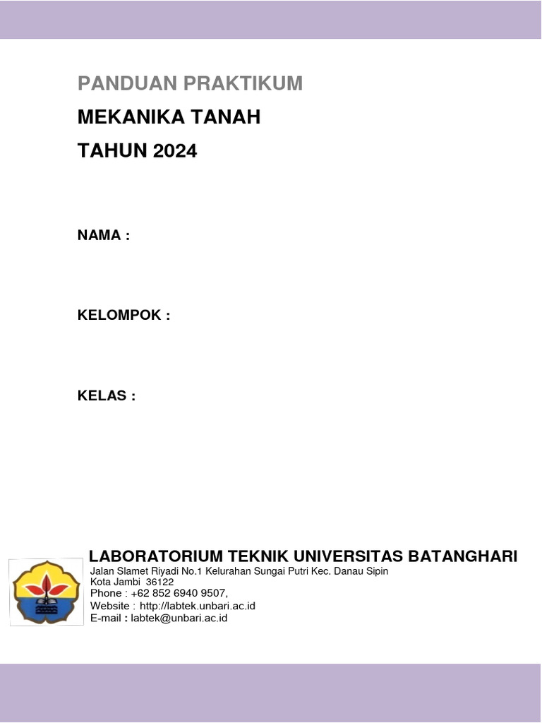 Panduan Praktikum Mekanika Tanah 2024 Pdf