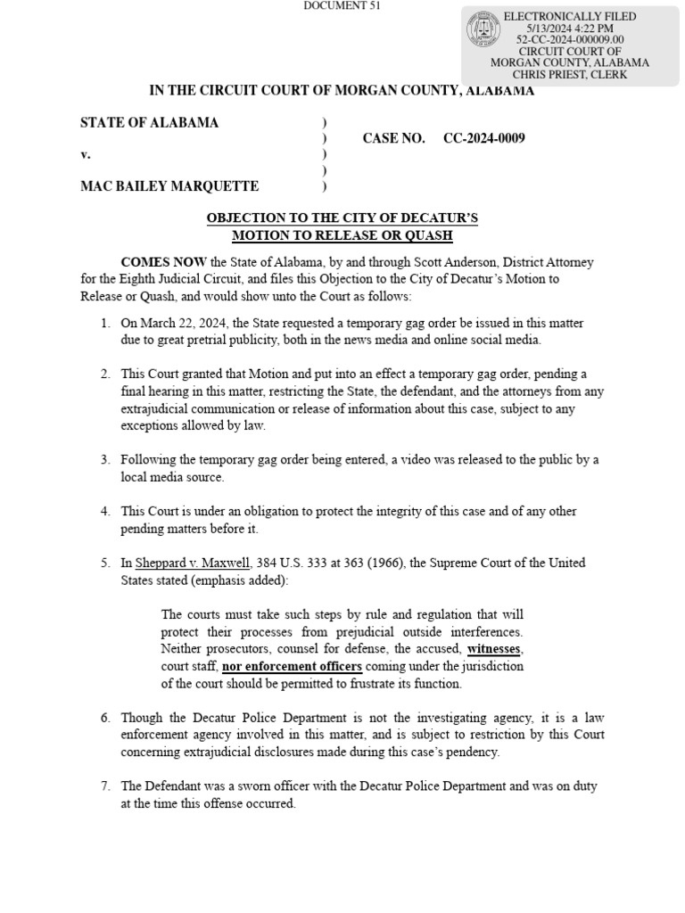 Morgan Co. DA Motion | PDF | Wisconsin Circuit Courts | Witness