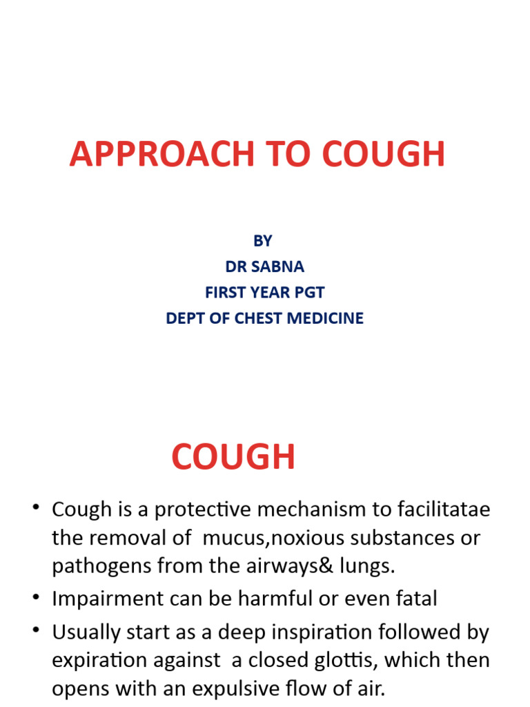 Approach To Cough | PDF | Cough | Pneumonia