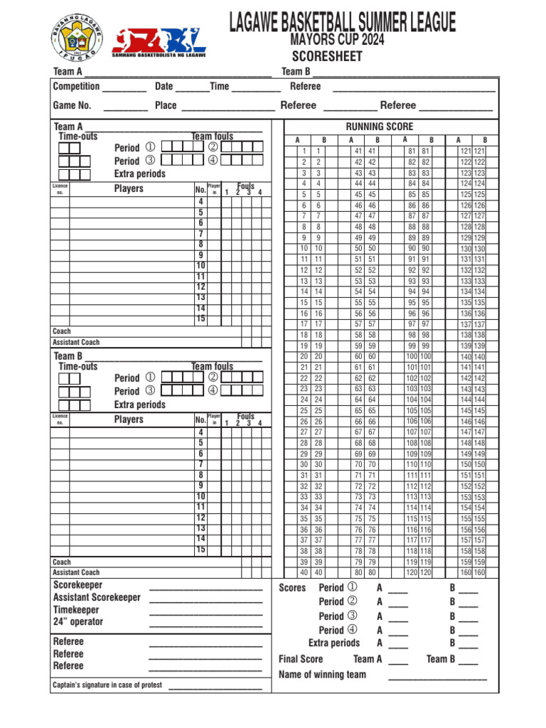 FIBA Scoresheet | Download Free PDF | Sports | Team Sports