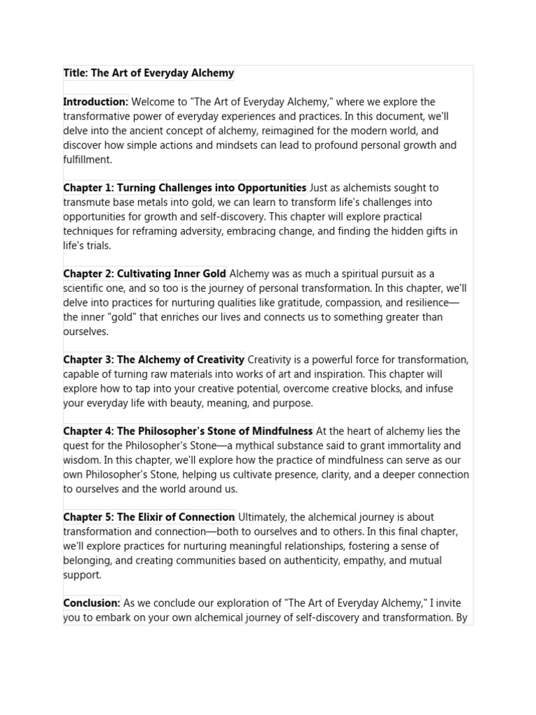 The Art of Everyday Alchemy | PDF