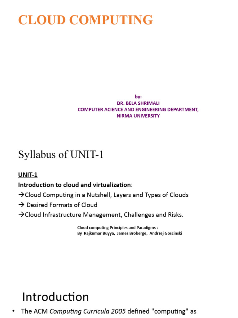 Unit 1 Part 1 Introduction To CC-MyUpdated | PDF | Cloud Computing | Grid Computing