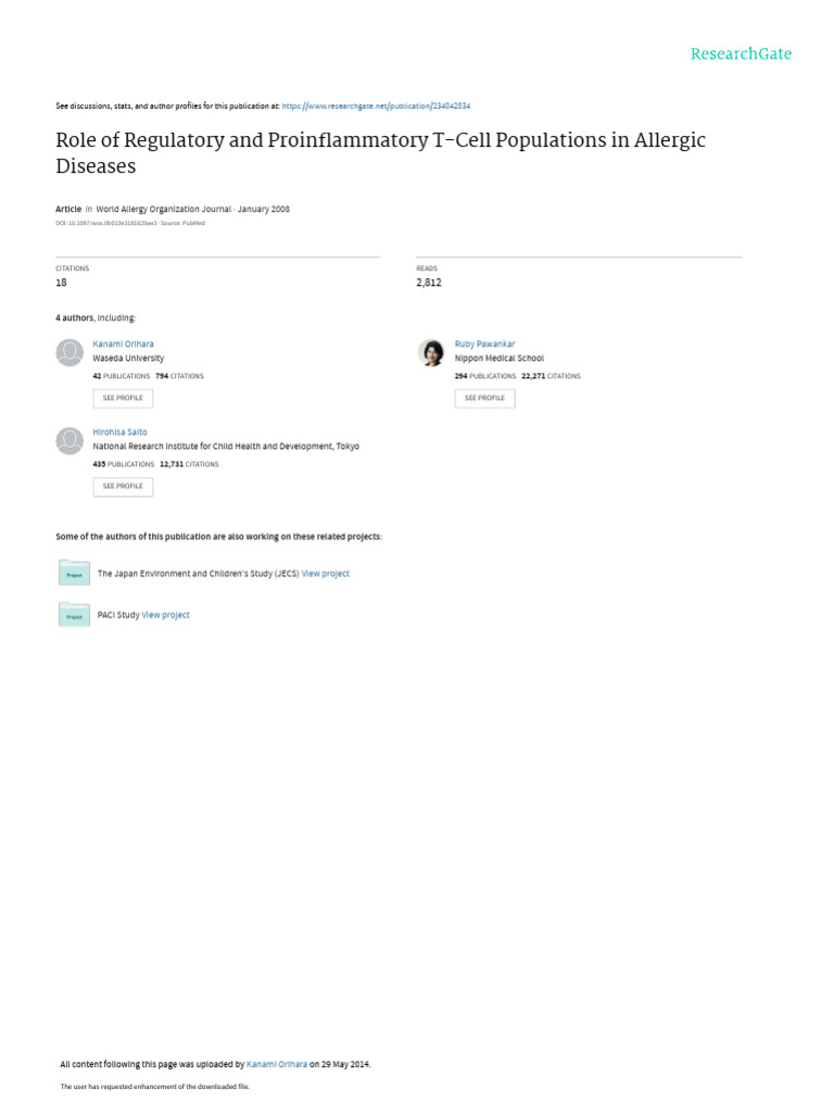 Role - of - Regulatory - and - Proinflammatory - T-Cell - Popu Orihara ...