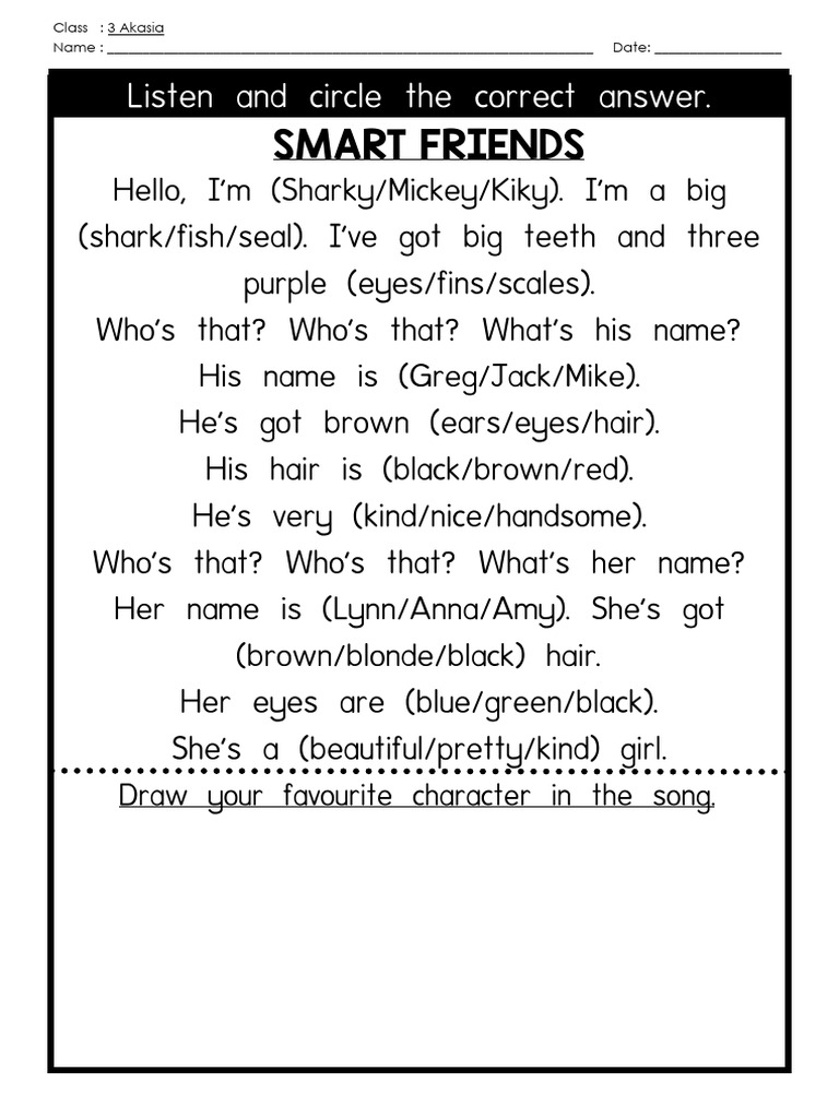 Character Drawing and Descriptions Worksheet | PDF | Puzzles ...