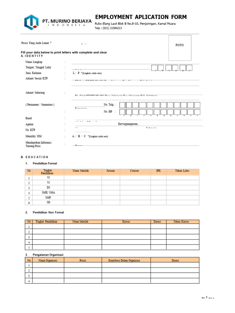 Aplication Form 2 | PDF