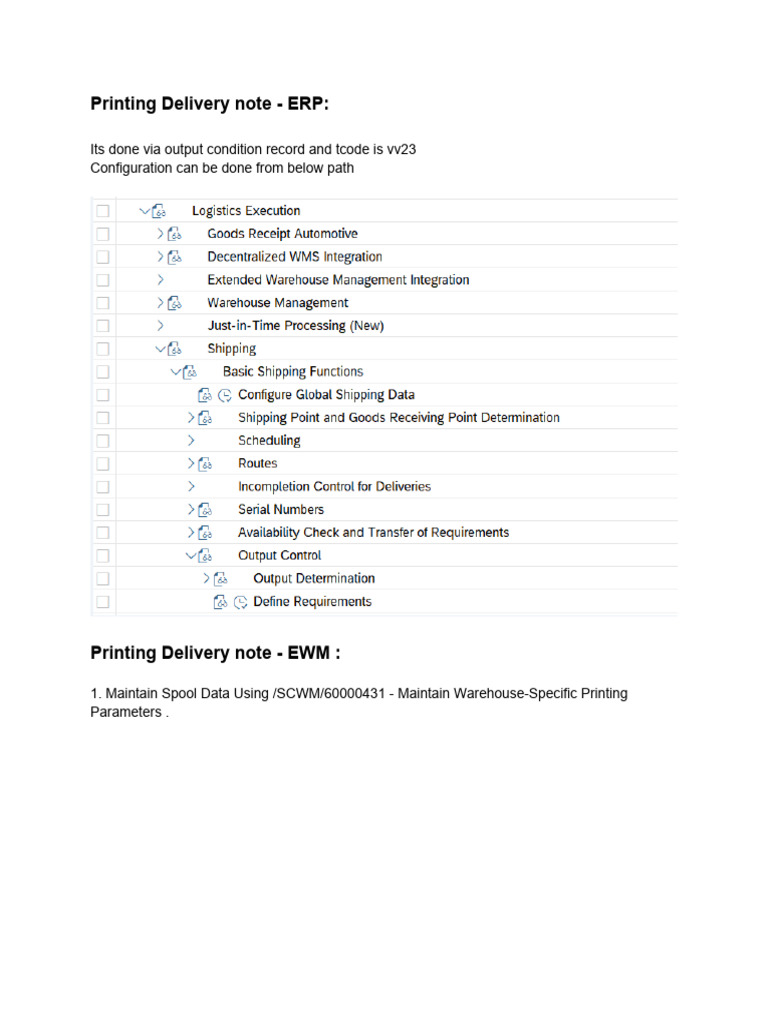 Printing Delivery Notes in SAP EWM | PDF | Finance & Money Management