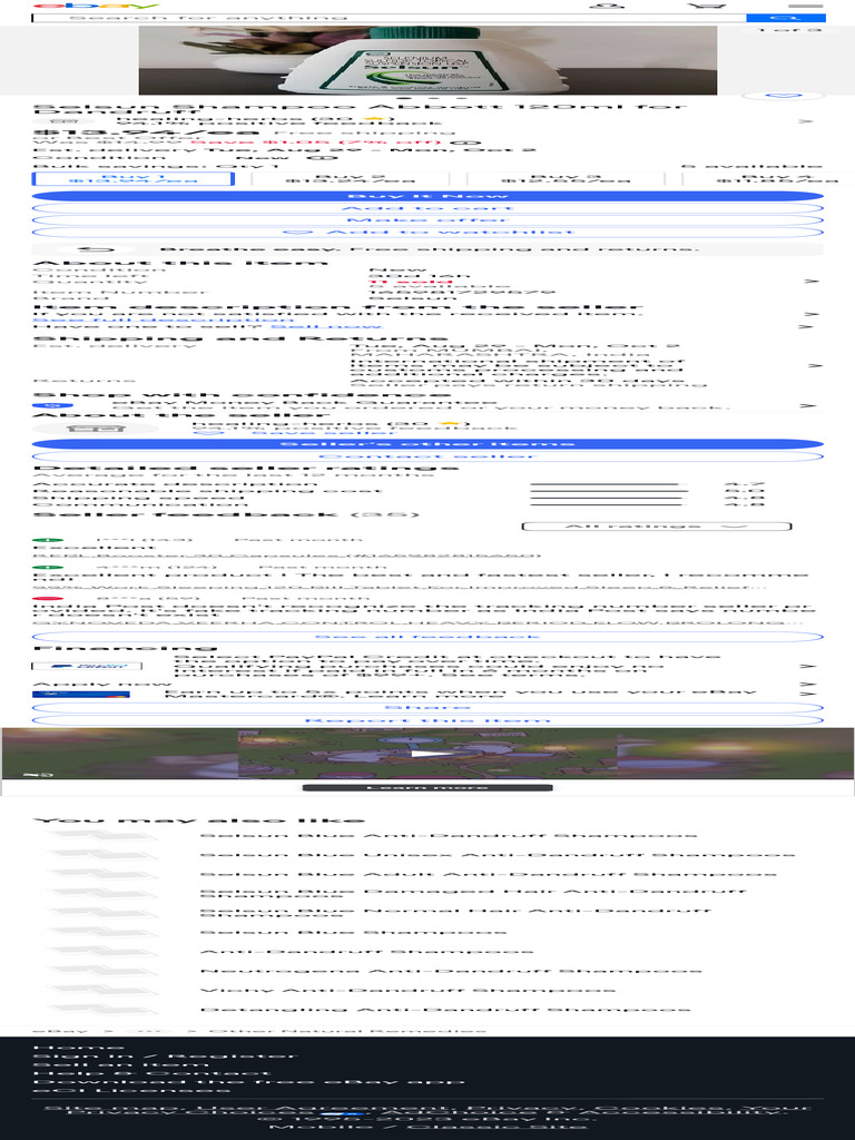 Selsun Shampoo Abbott 120ml For Dandruff Ebay | PDF | E Bay