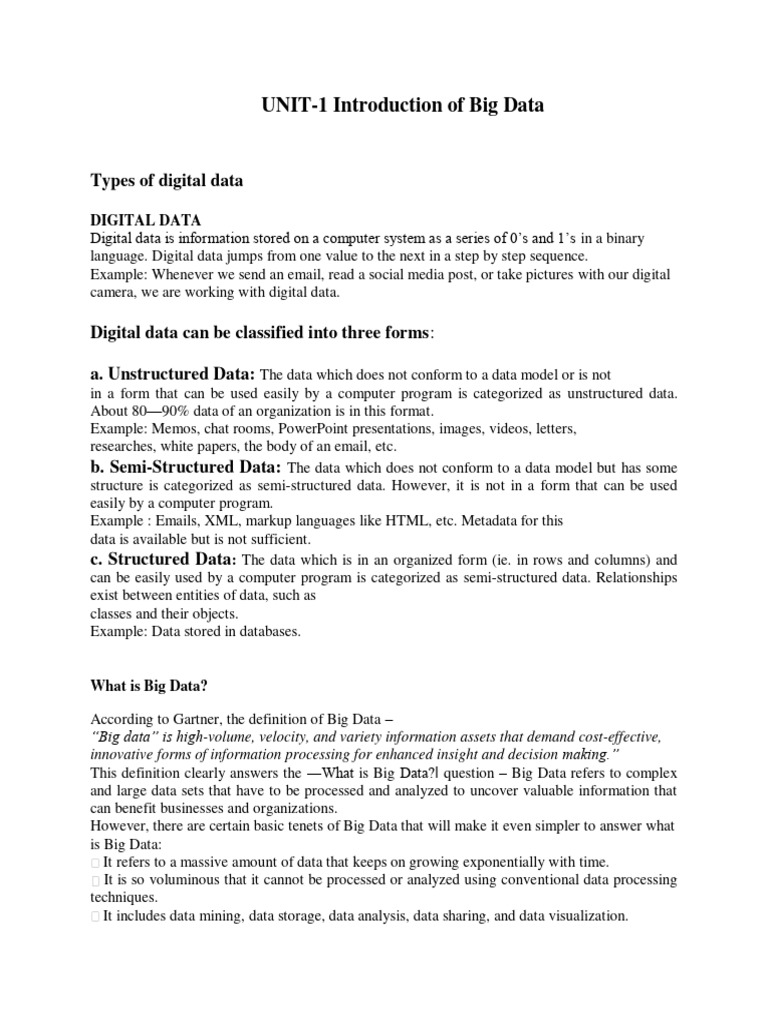 Big Data Unit 1 Notes - 240311 - 100703 | PDF | Big Data | Analytics Big Data Unit 1 Notes - 240311 - 100703 | PDF | Big Data | Analytics