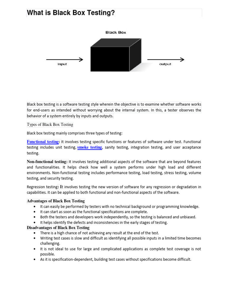 Black Box and White Box Testing | PDF | Software Testing | Information ...